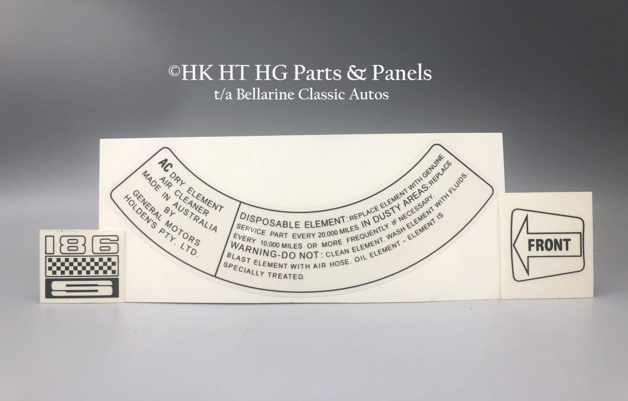 186S Air Cleaner Decals Set - HK HT HG Parts & Panels